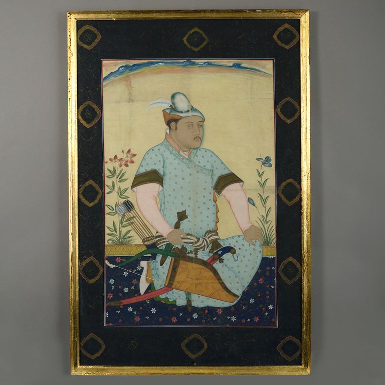 Unknown - Portrait in Gouache of an Indian Huntsman For Sale at 1stDibs