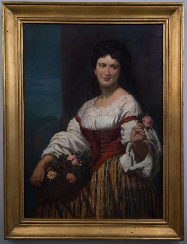 Unknown - Portrait of a Lady with Flowers, French 19th Century School ...
