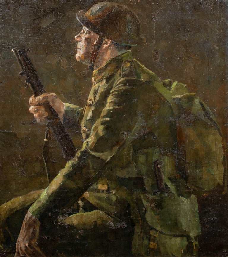 Unknown - Portrait of A World War I Soldier, circa 1915 signed S J ...