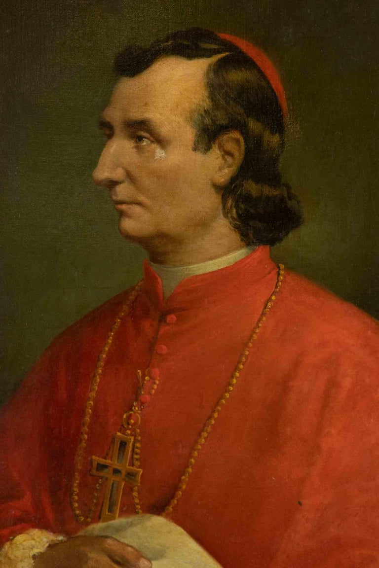 Unknown - Portrait d'un évêque Gaspard Mermillod - Peinture à l'huile ...