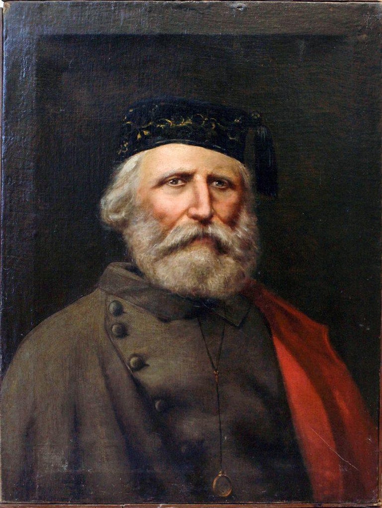 Unknown - Portrait de Giuseppe Garibaldi - Peinture à l'huile - XIXe siècle En vente sur 1stDibs