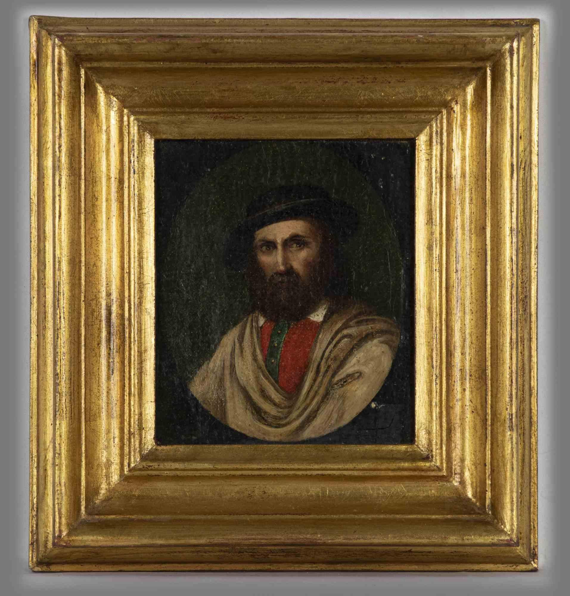 Unknown - Portrait of Young Giuseppe Garibaldi - Original Oil on Canvas ...