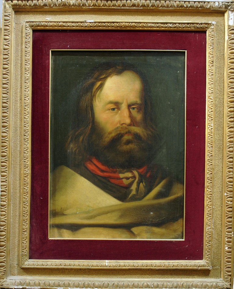 Unknown - Portrait of Young Giuseppe Garibaldi - Original Oil on Canvas ...