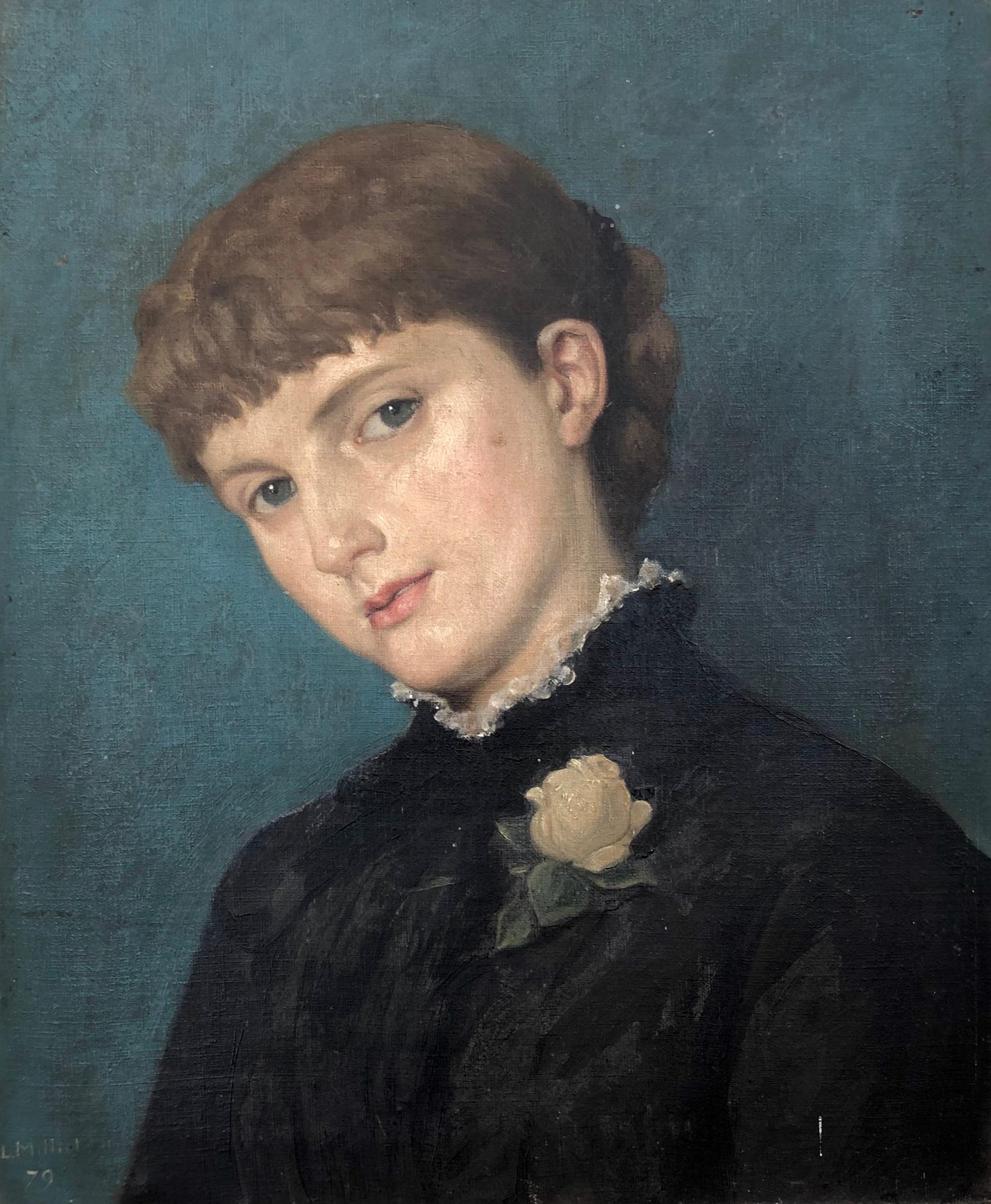 Unknown - Portrait Of Young Woman, Oil On Canvas Signed And Dated (18 ...