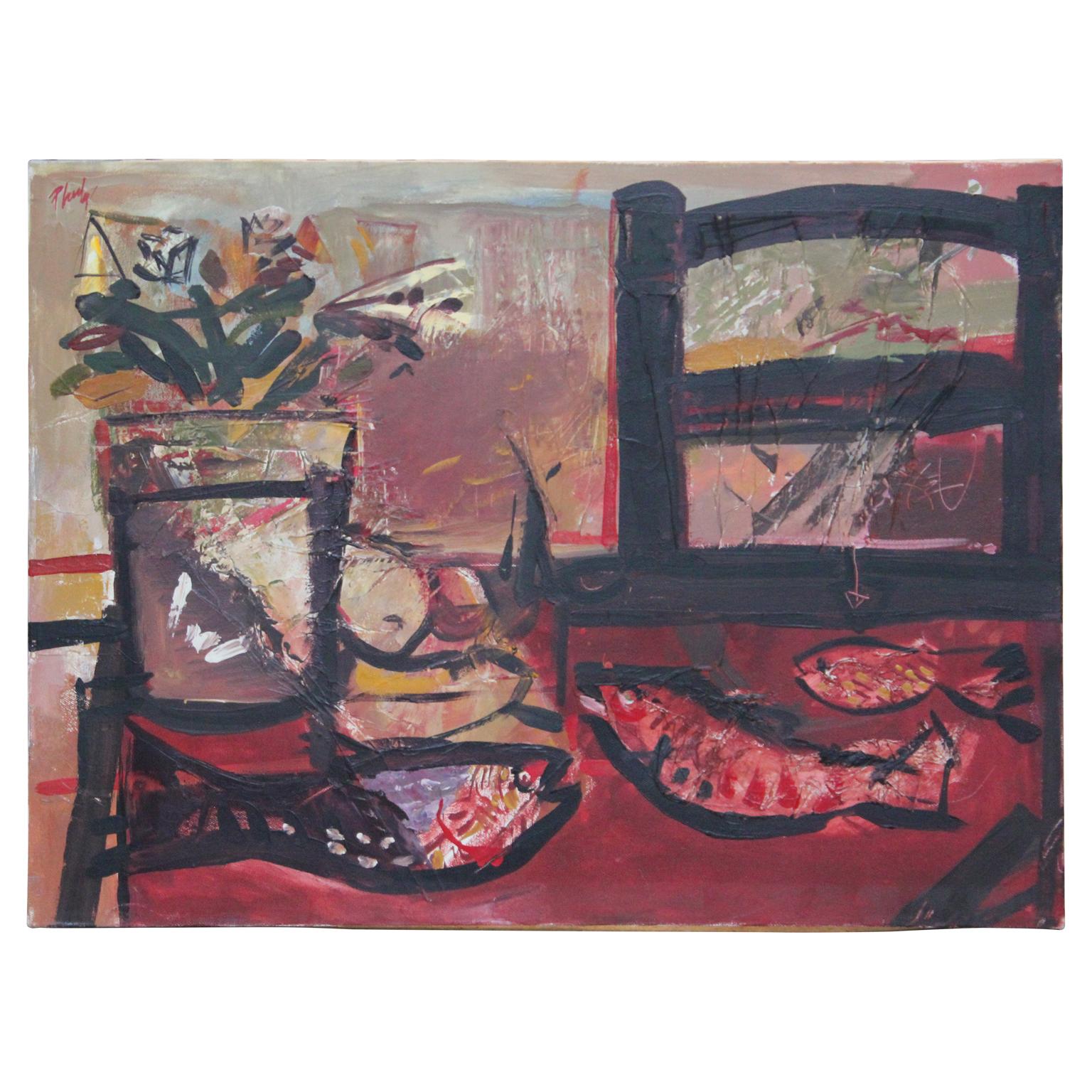 Unknown - Red Tonal Still Life With Fish in Style of Henri Matisse at ...