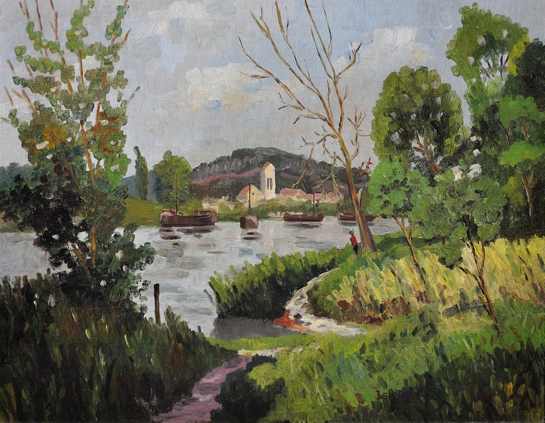 Unknown - River Landscape – Mid 20th Century Oil Painting. Signed Ivor ...