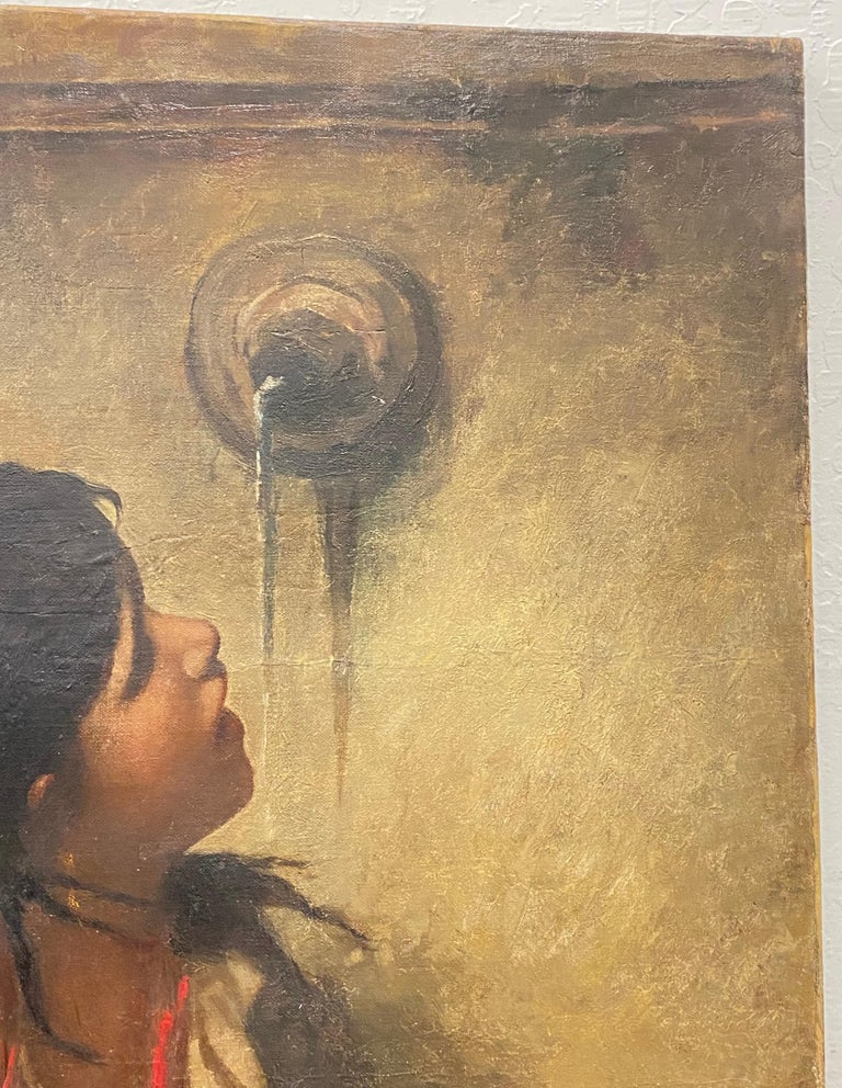 Unknown - Roman Girl At Fountain After Leon Bonnat by L. Luige c.1876 ...