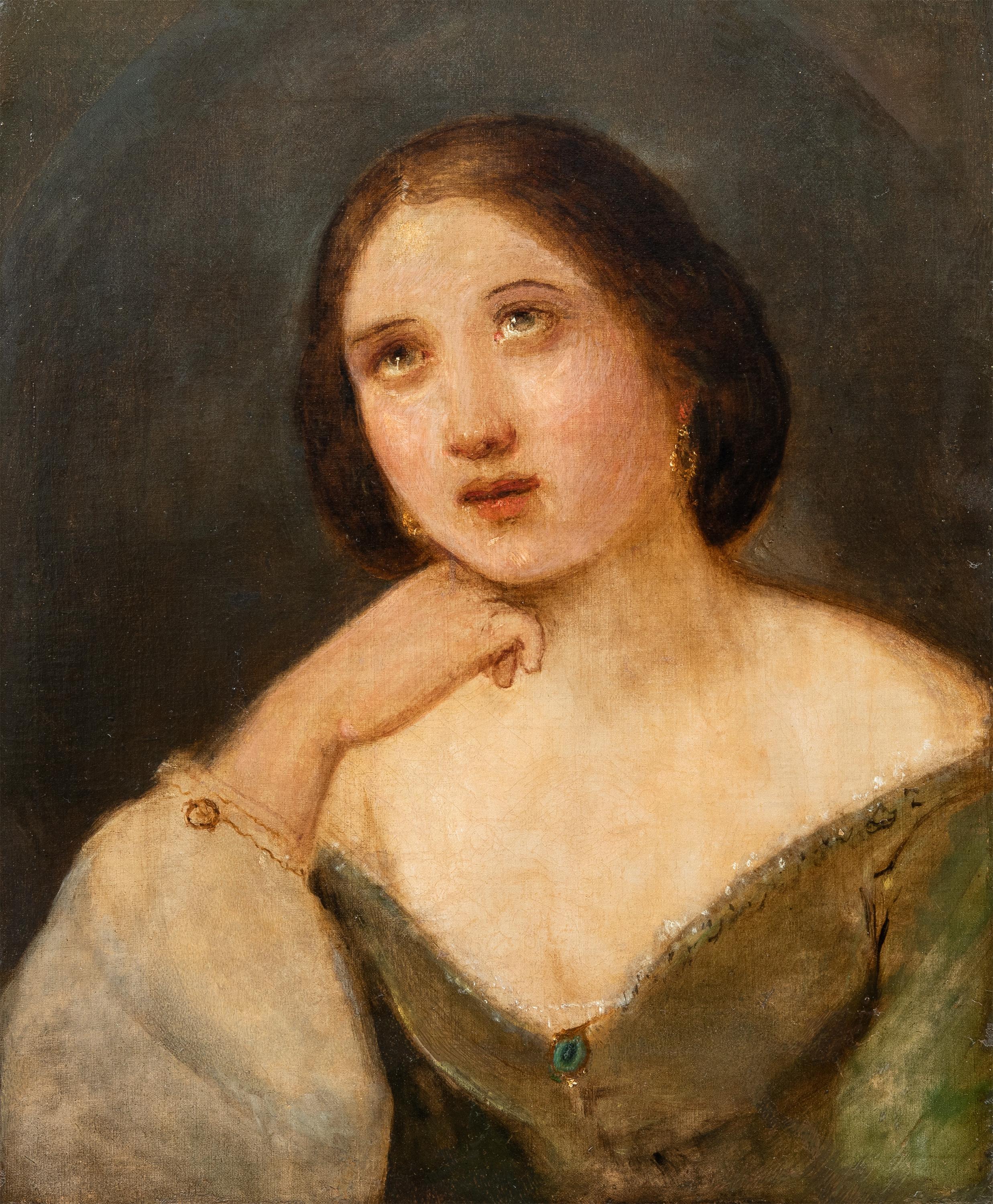 Unknown - Romanticism Italian painter - 19th century figure painting - Girl portrait For Sale at ...