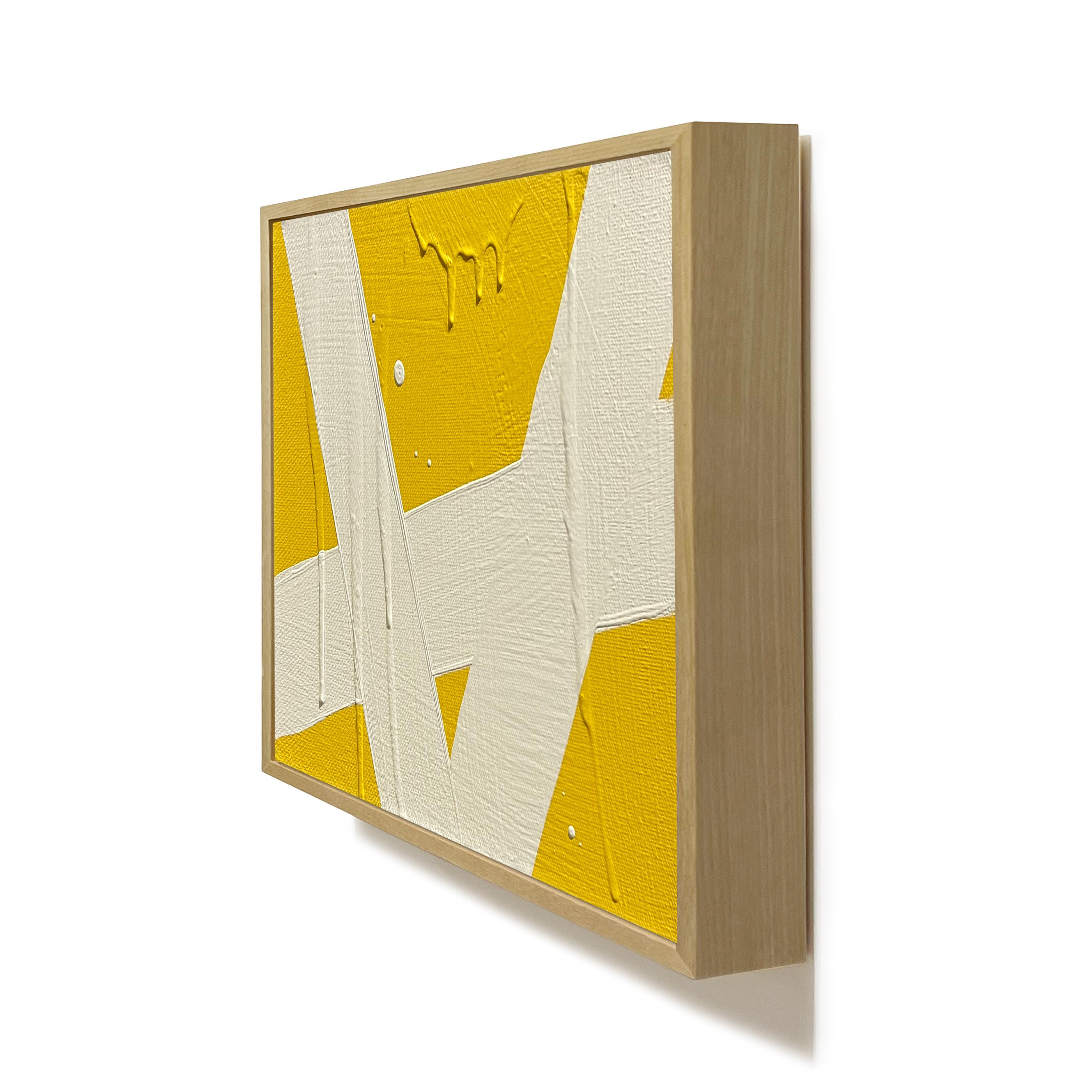 Ron Giusti - Ron Giusti Mini Abstract Yellow Cream Acrylic Painting at ...