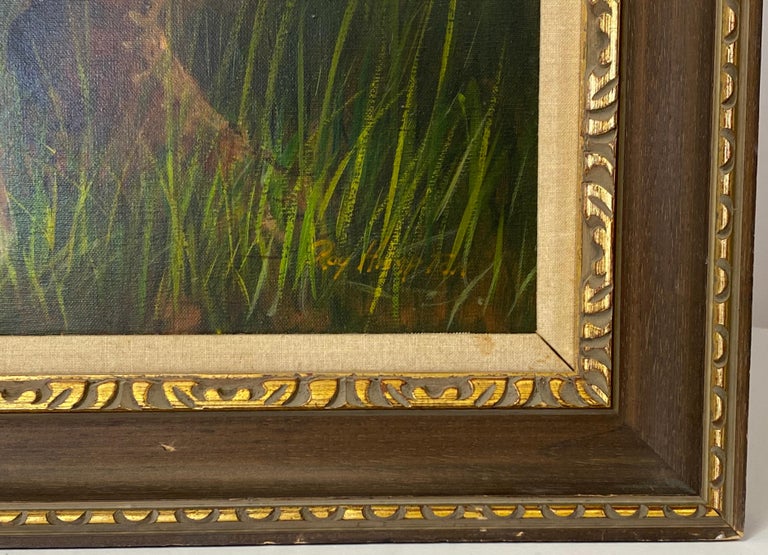 Unknown - Roy Hampton Vintage Hunter W/ Bird Dog Oil Painting C.1970s ...