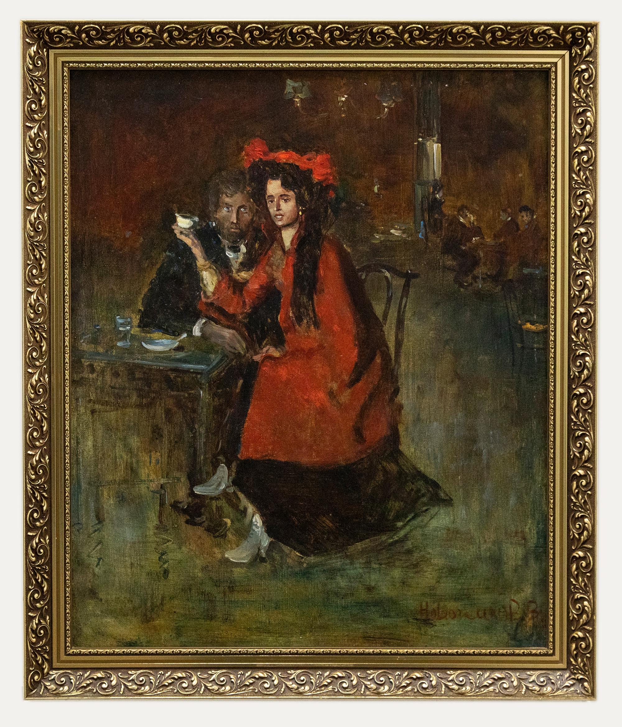 Unknown - Russian School 1989 Oil - Self Portrait with Gypsy For Sale ...