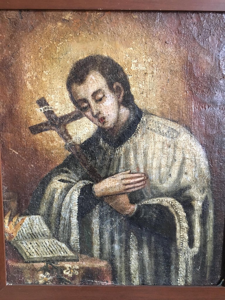 Unknown - Saint Joseph, Religious Triptych Antique Oil Painting at 1stDibs