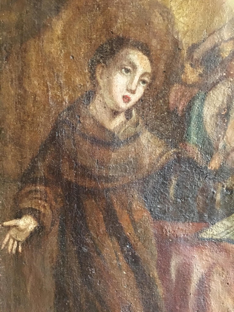 Unknown - Saint Joseph, Religious Triptych Antique Oil Painting at 1stDibs