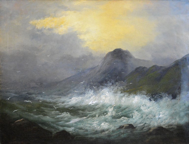 Unknown - "Seascape" - Framed 20th Century Romantic Realistic Ocean ...