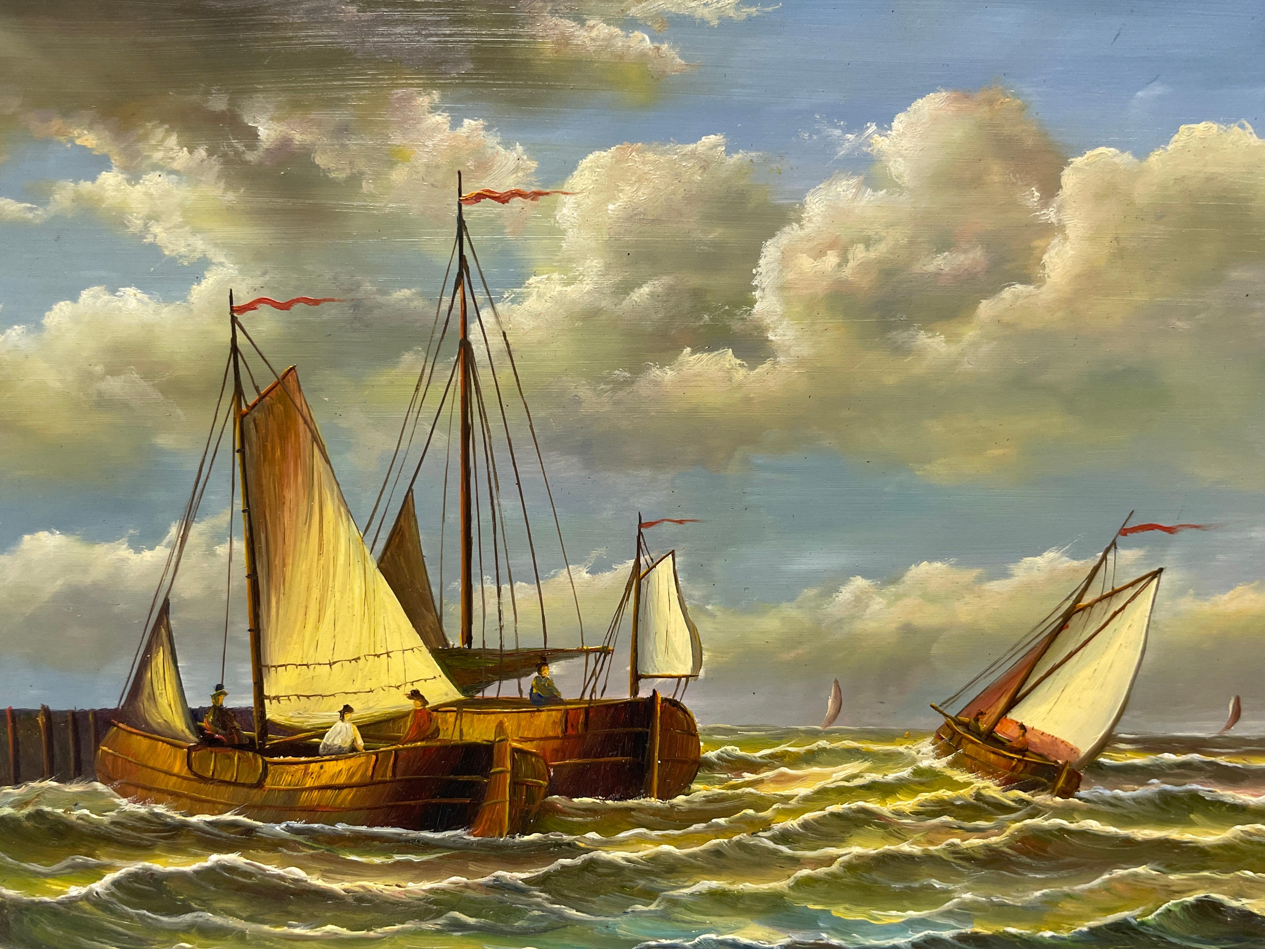Unknown - Set x 4 Classic Marine Oil Paintings Naval Battle Scenes and ...