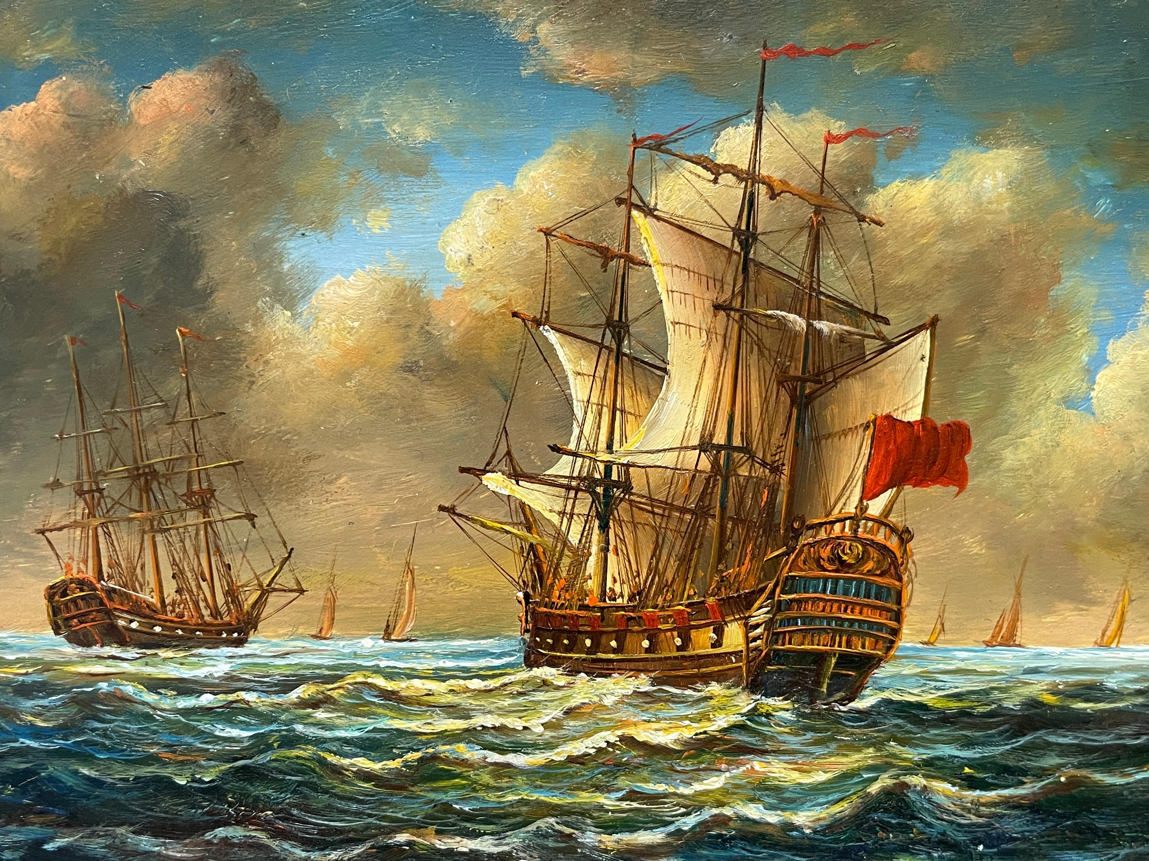 Unknown - Set x 4 Classic Marine Oil Paintings Naval Battle Scenes and ...