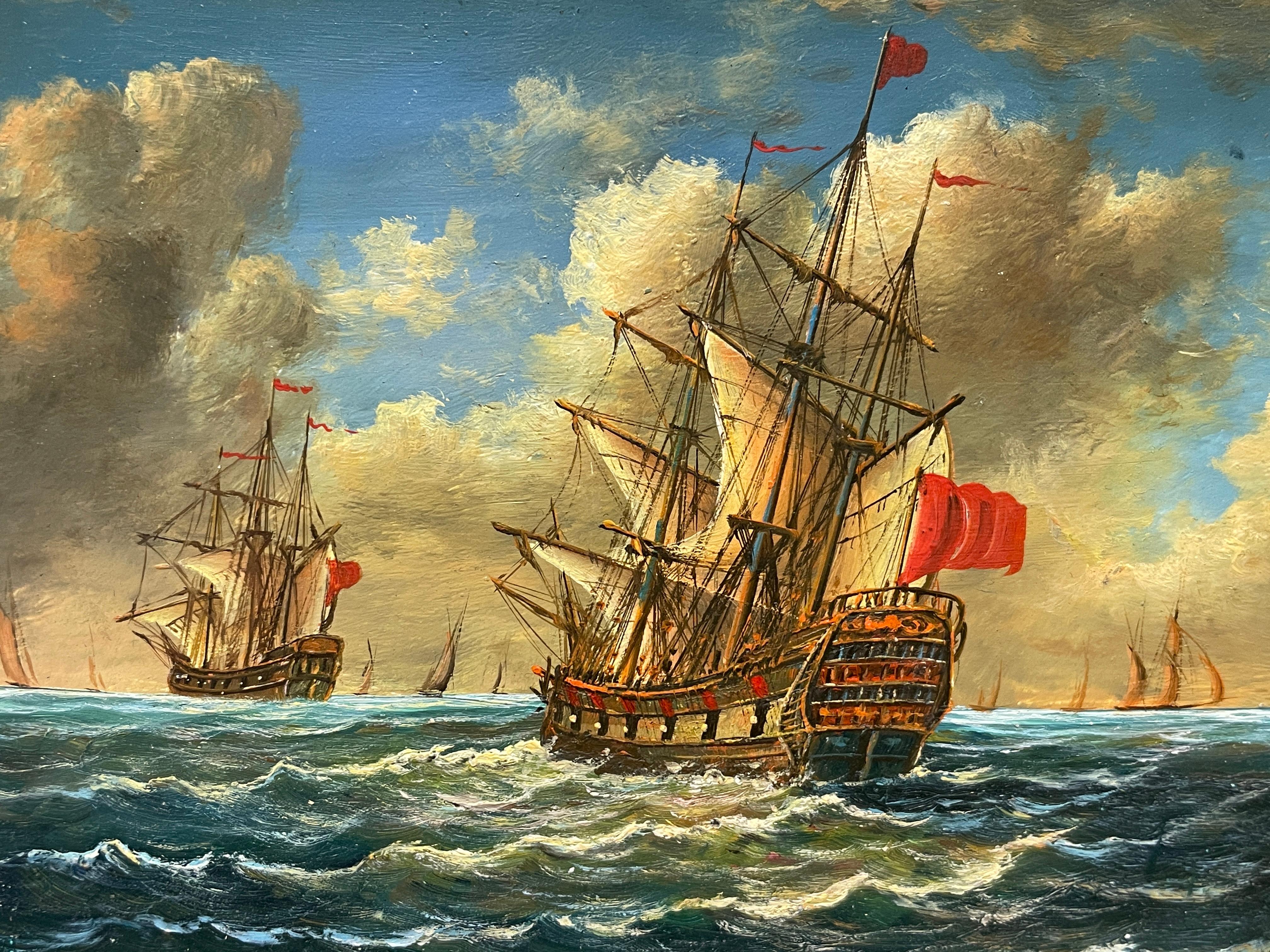 Unknown - Set x 4 Classic Marine Oil Paintings Naval Battle Scenes and ...