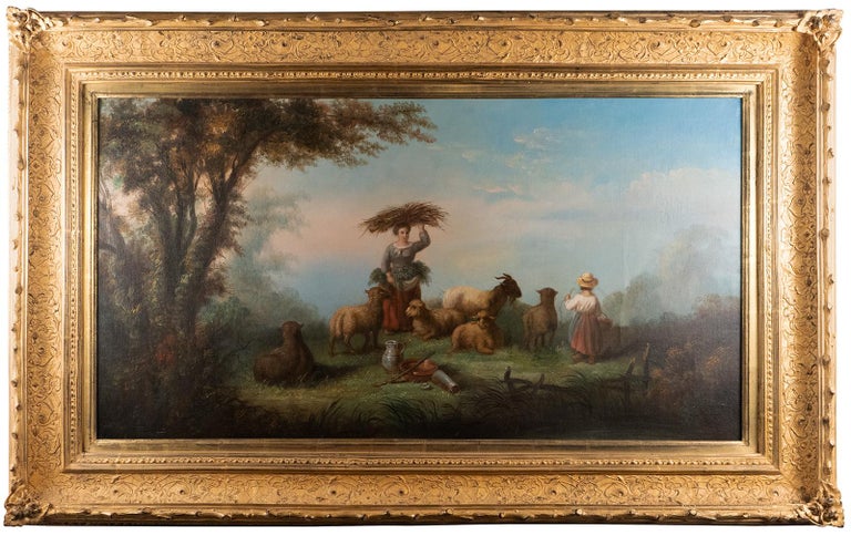 Unknown - Shepherdess and Her Flock by 19th C. Lyonnaise School For ...