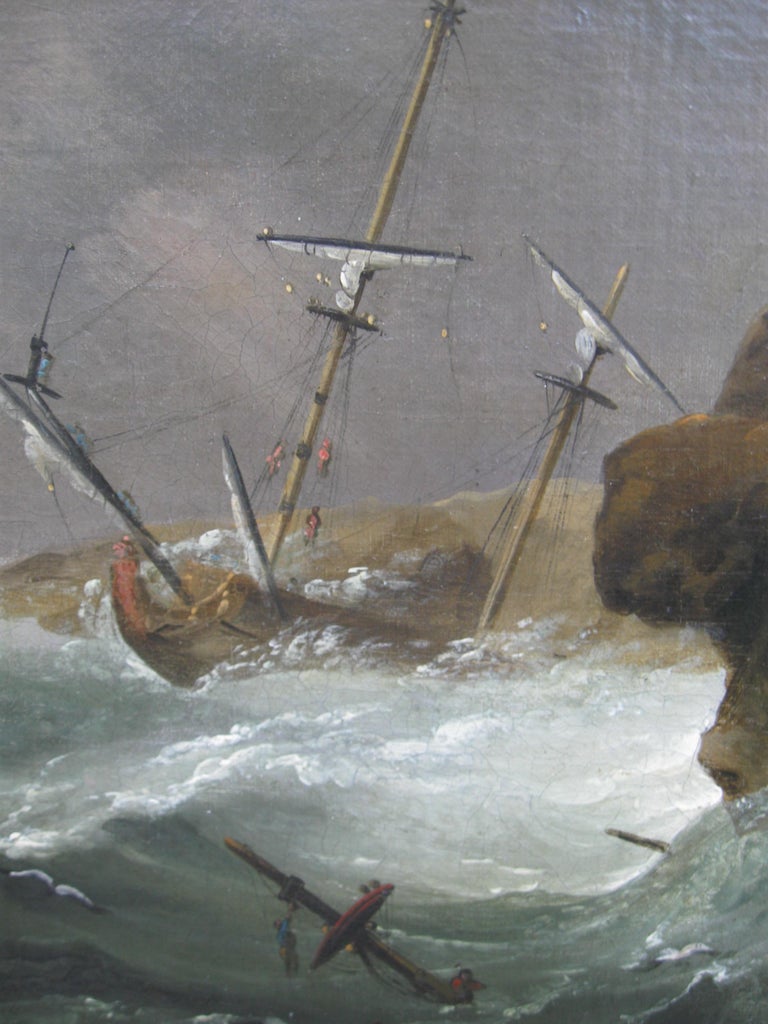 Unknown - 'Ships in Distress' 18th Century Old Master Marine Seascape ...