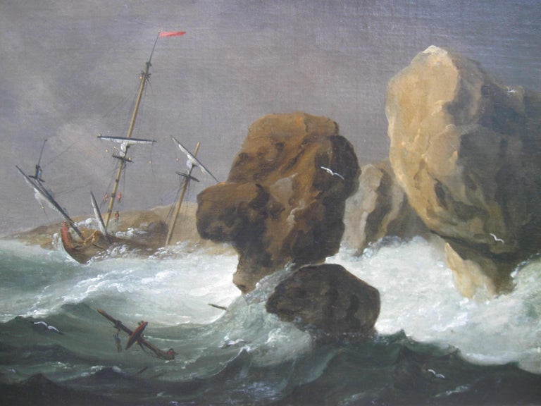 Unknown - 'Ships in Distress' 18th Century Old Master Marine Seascape ...