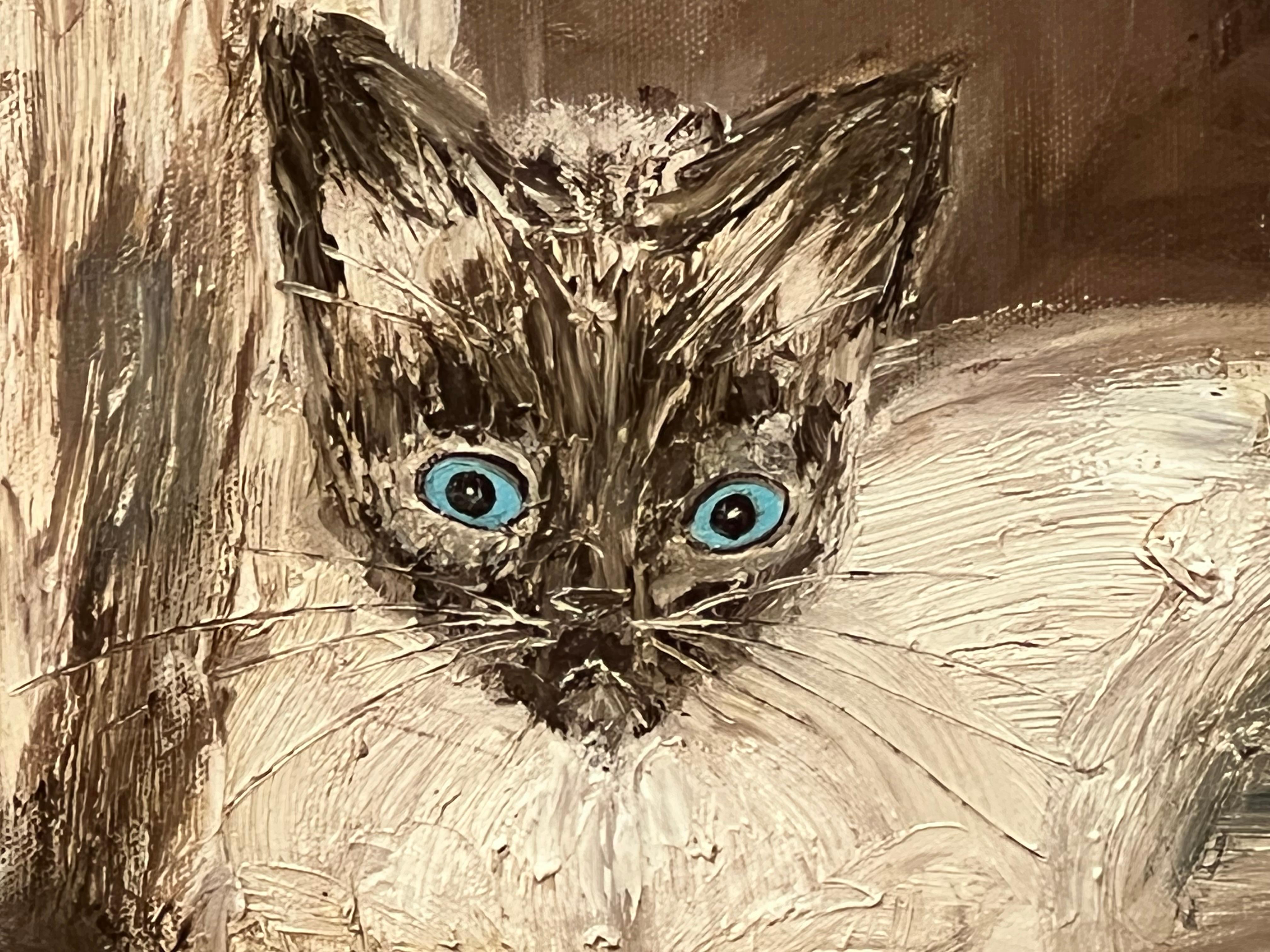 Unknown - "Siamese Twins" Post-Impressionist Animal Oil Portrait of Two ...