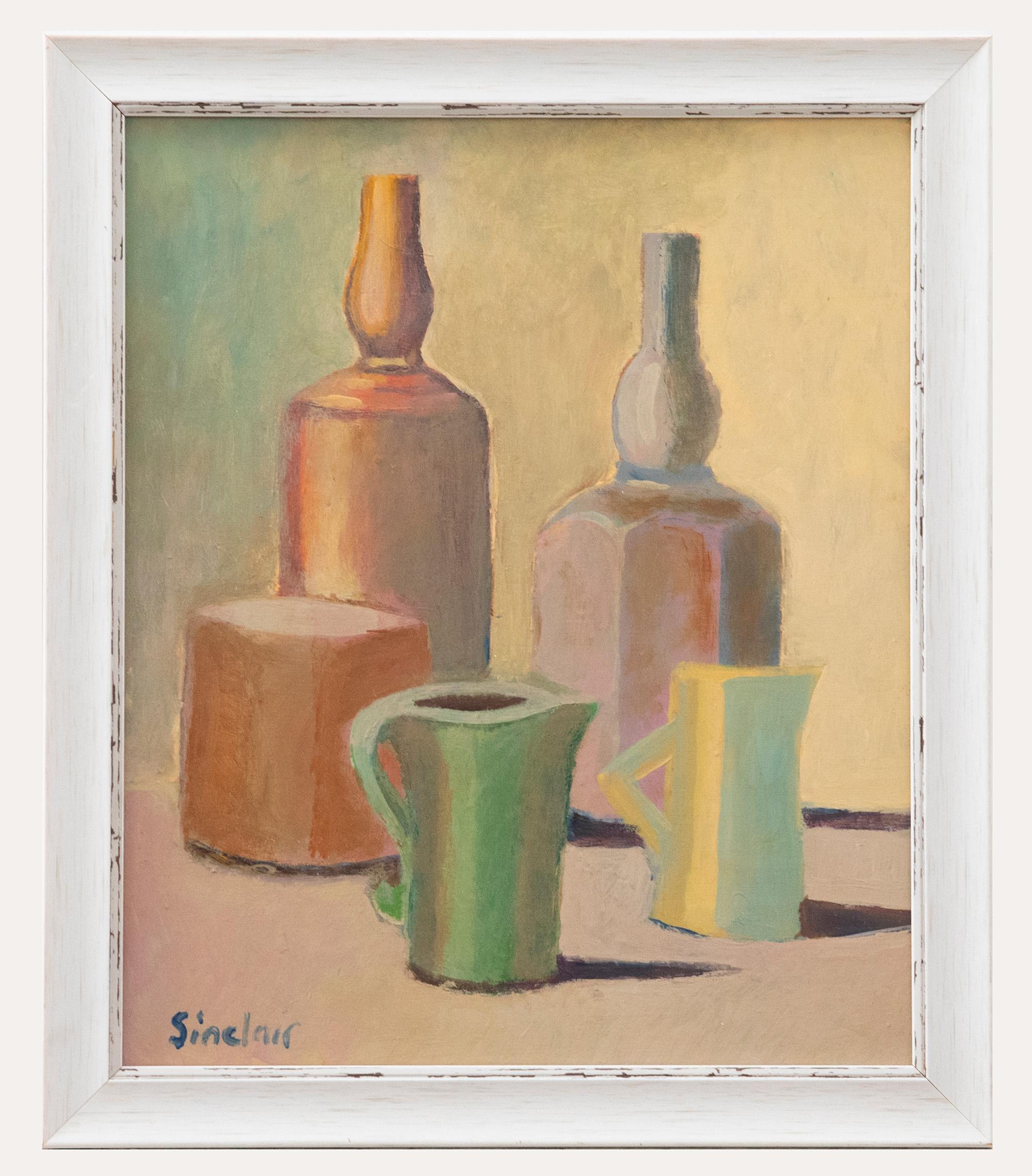 Unknown - Sinclair - Framed 20th Century Oil, Still Life of Pottery ...