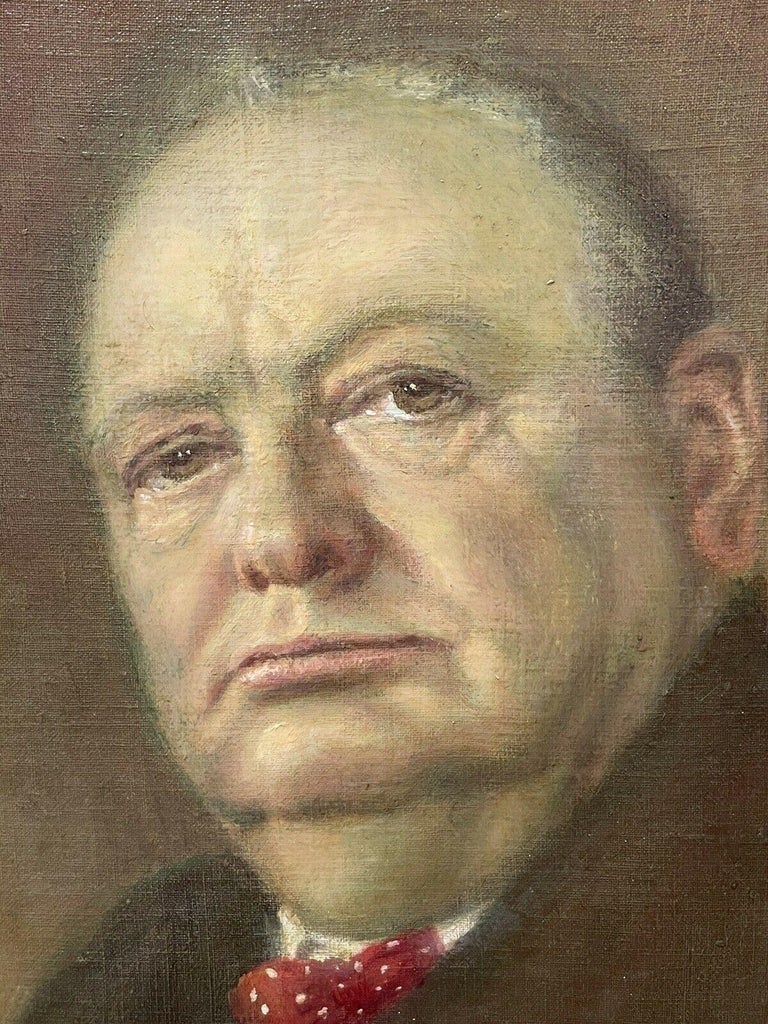 Unknown - Sir Winston Churchill Portrait, signed original British oil ...