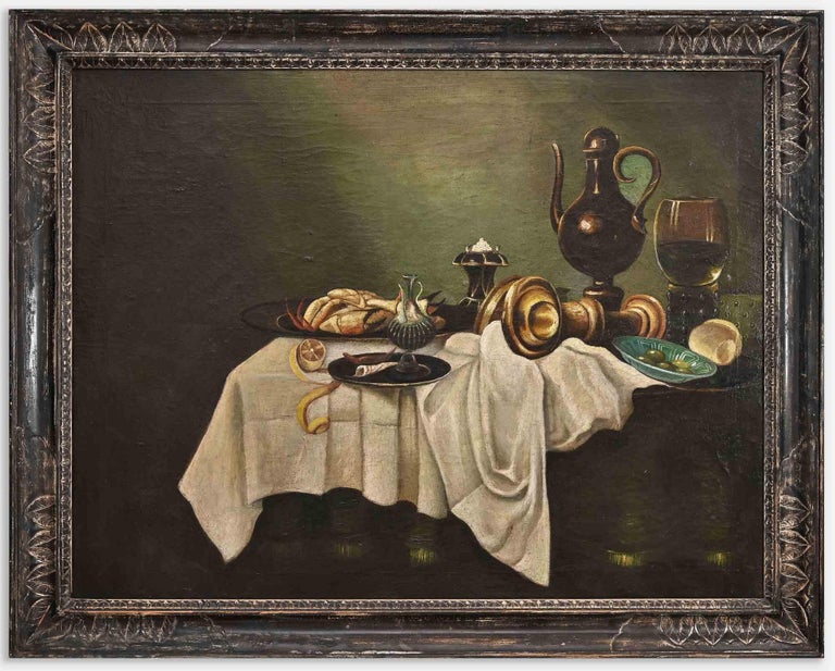 Unknown - Still Life on a Table - Oil Painting on Canvas - 20th Century ...