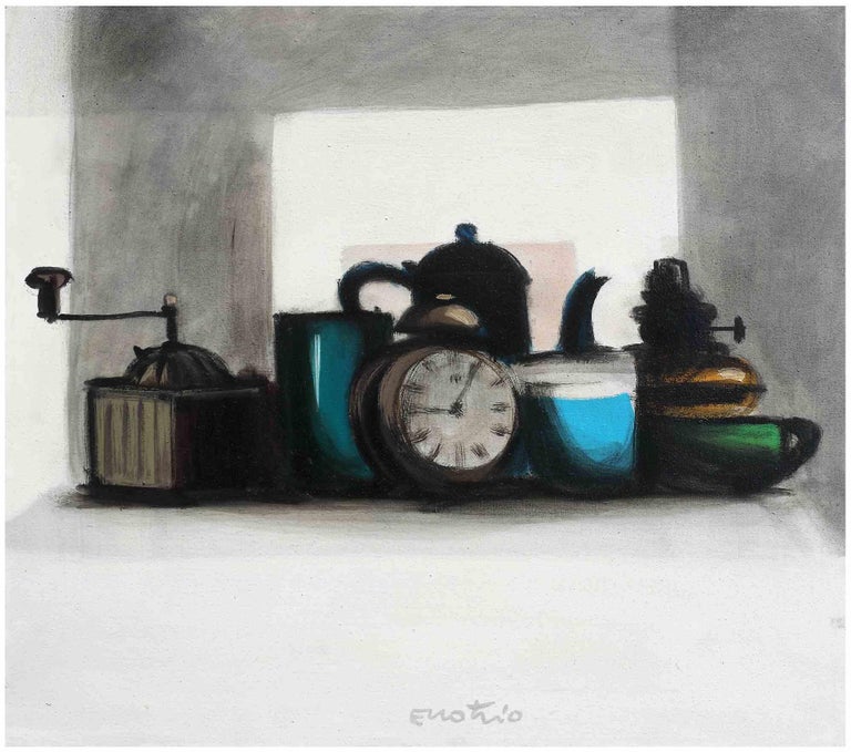 Unknown - Still Life with Alarm Clock - Oil Painting by Enotrio ...