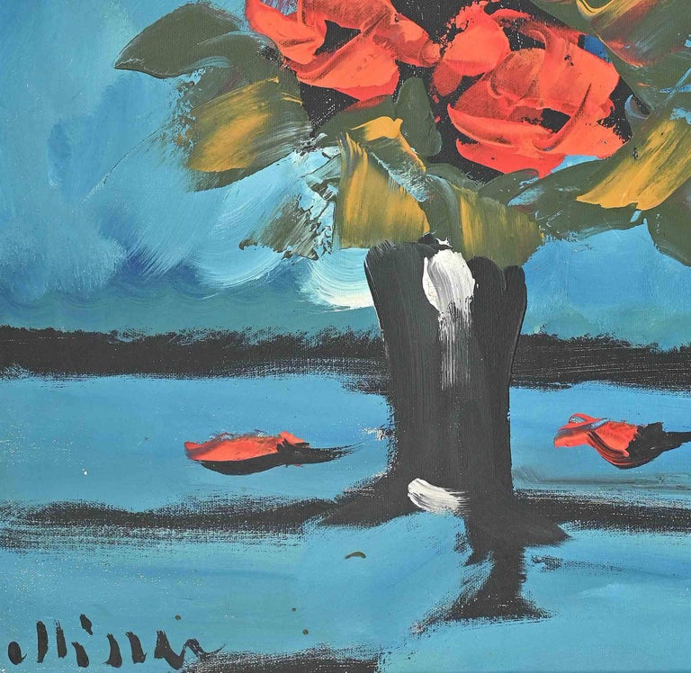 Unknown - Still Life with Vase of Flowers - Oil Paint - 1970s For Sale ...