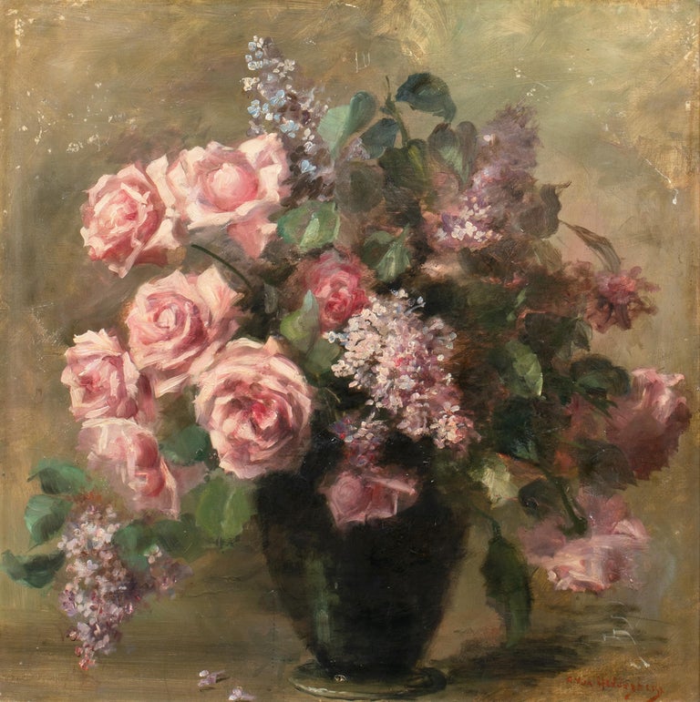 Unknown - Study Of Pink Roses, 19th Century at 1stDibs