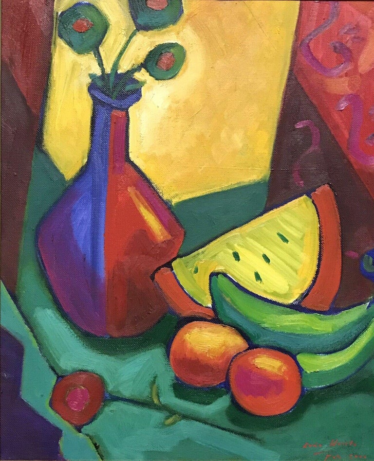 Unknown - SUPERB SPANISH SIGNED OIL - WATERMELON WITH FRUIT and FLOWERS ...