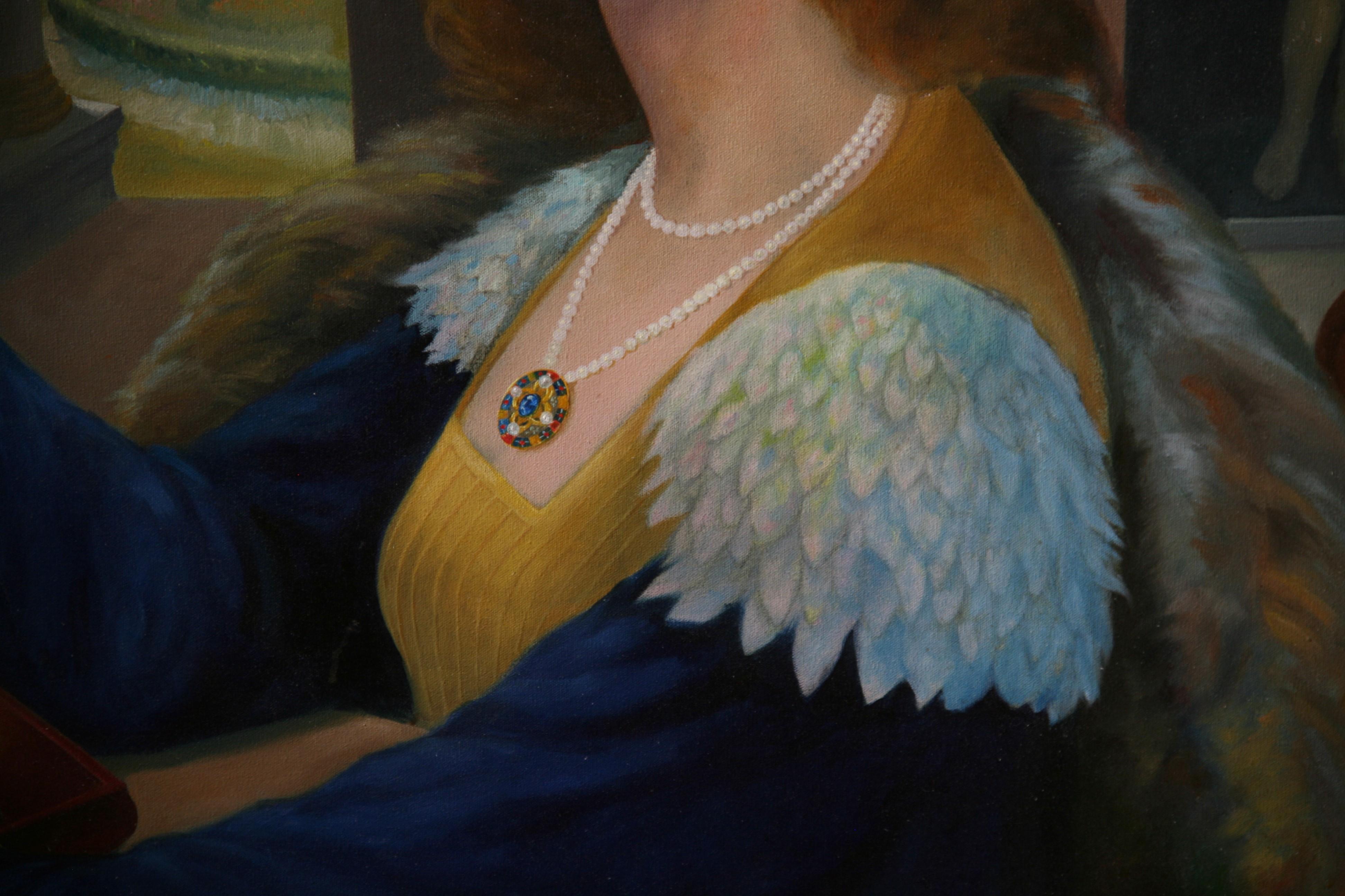 Unknown - Surreal Renaissance Countess Oversized Female Figurative Oil ...