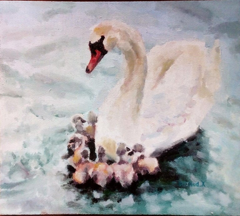 Swan Oil Painting
