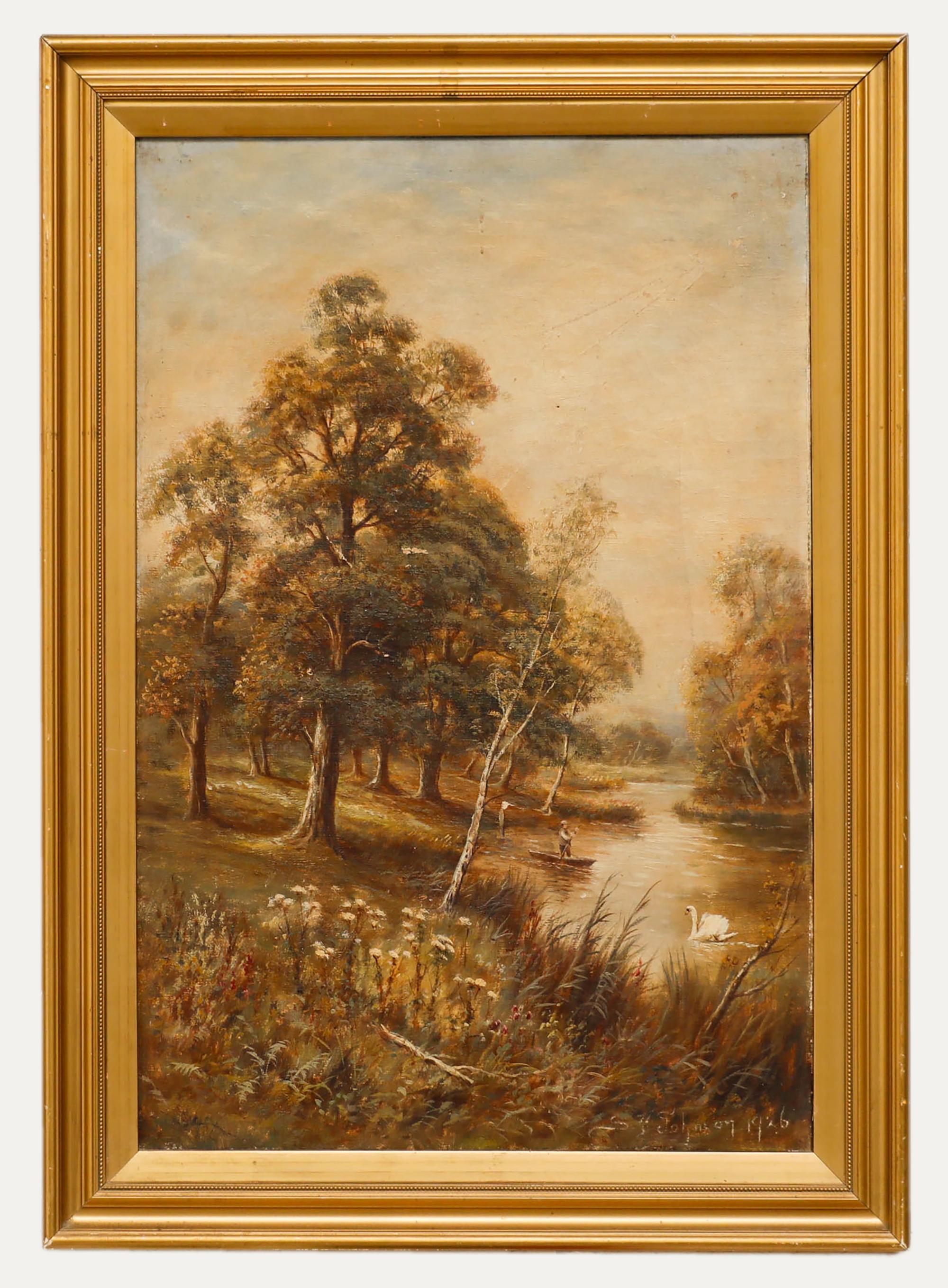 Unknown - Sydney Yates Johnson (act.1890-1926) - 1926 Oil, Swan on the ...