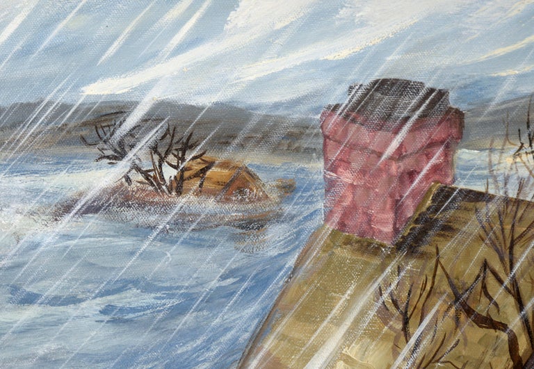 Unknown - The Flood Rushes In - Disaster Landscape in Acrylic on Canvas ...
