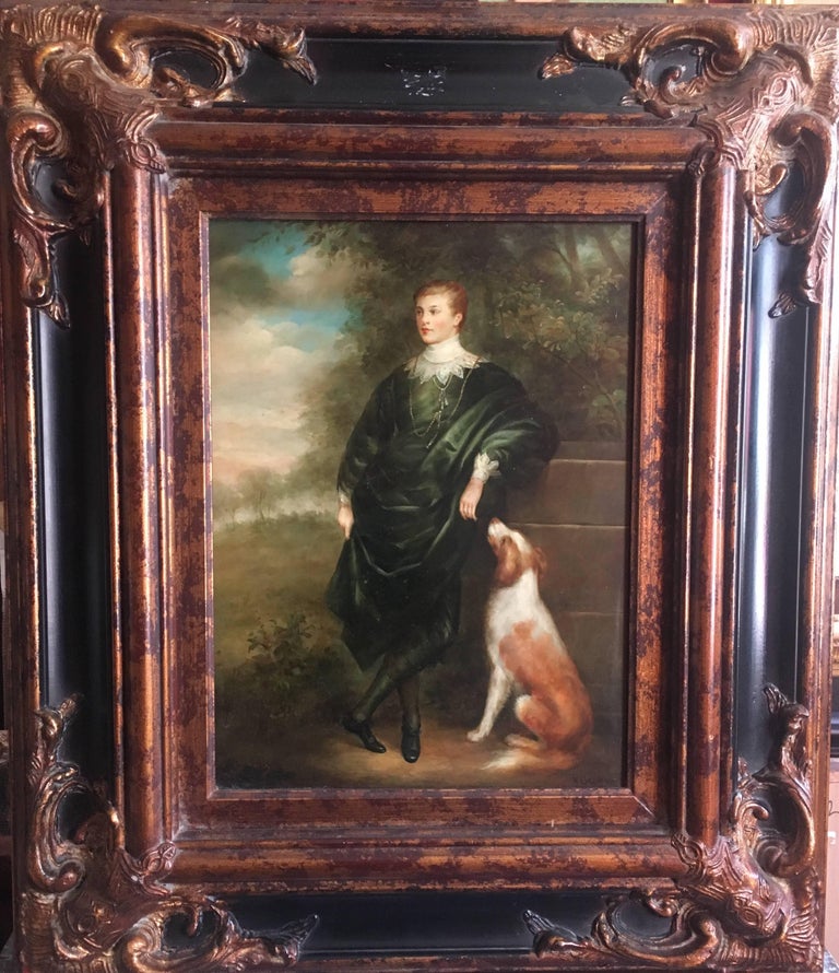 Unknown - The Young Aristocrat and His Pet Dog, Signed Oil Painting at ...