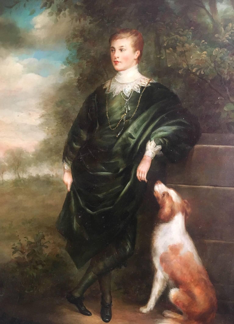 Unknown - The Young Aristocrat and His Pet Dog, Signed Oil Painting at ...