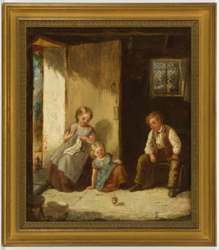Unknown - Timner - Framed Late 19th Century English Oil, The Spinning ...