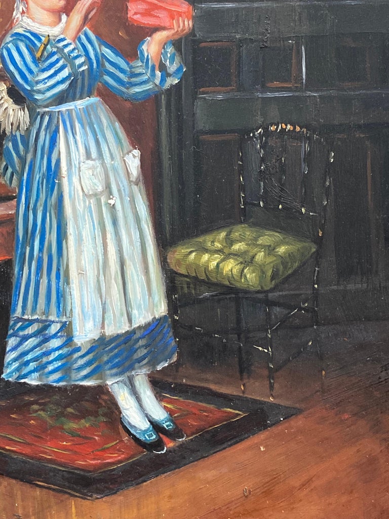 Unknown - Traditional Oil Painting Victorian Maid Dusting in Grand ...