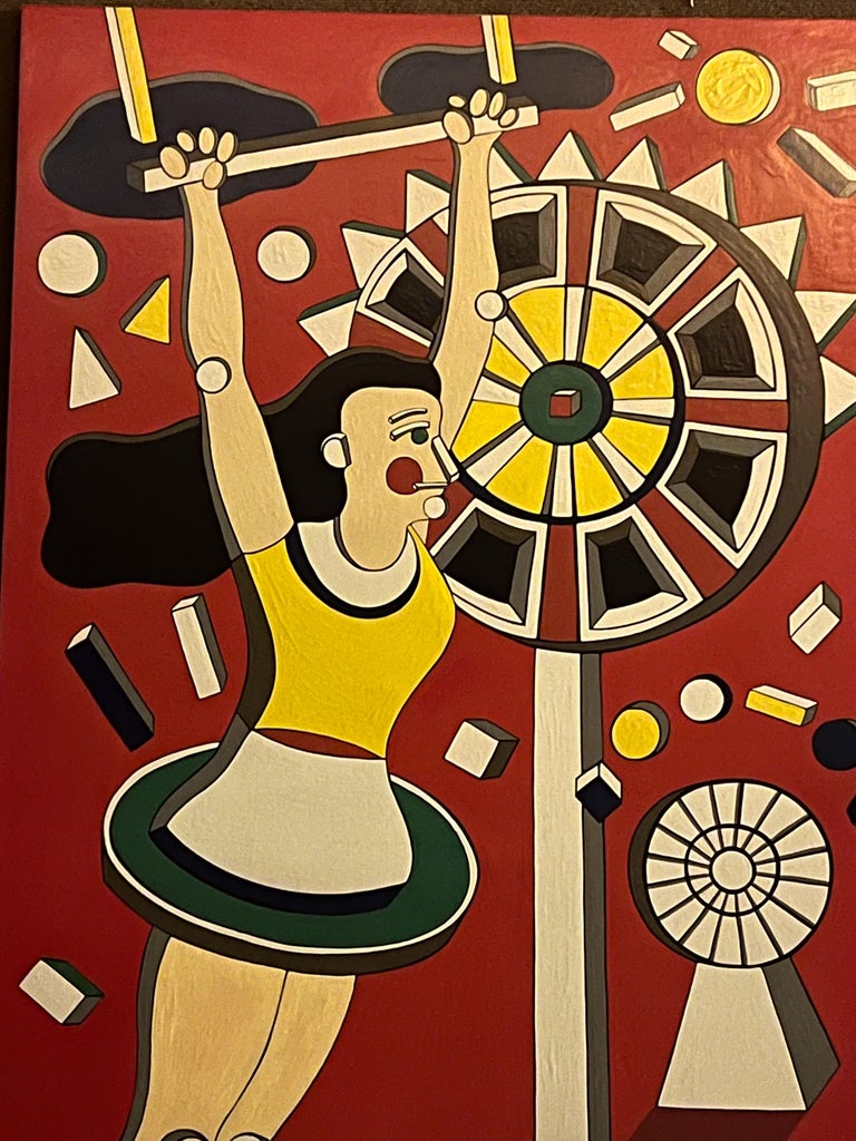 Unknown - Trapeze Girl at the Circus on a Red Background - Acrylic ...