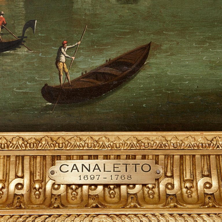 Unknown - Two Venetian vedute oil paintings in giltwood frames after ...