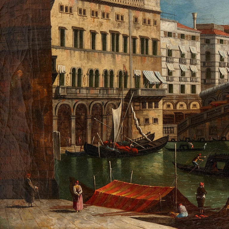 Unknown - Two Venetian vedute oil paintings in giltwood frames after ...