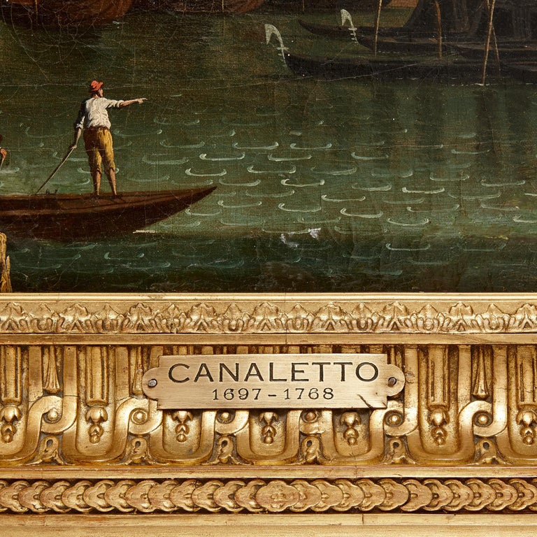 Unknown - Two Venetian vedute oil paintings in giltwood frames after ...
