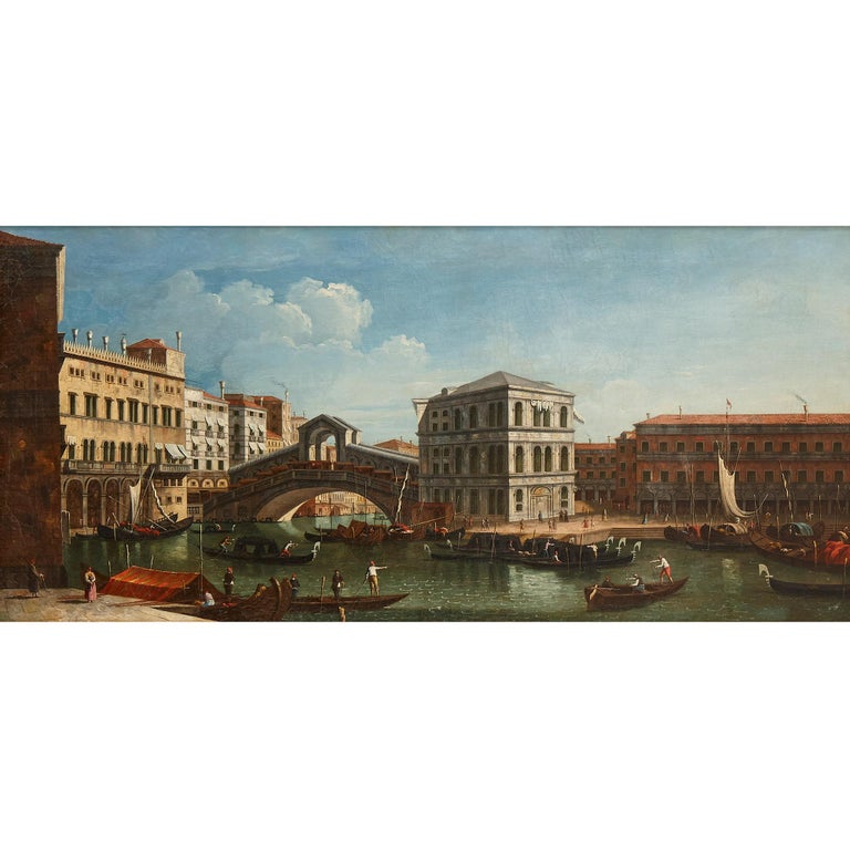 Unknown - Two Venetian vedute oil paintings in giltwood frames after ...