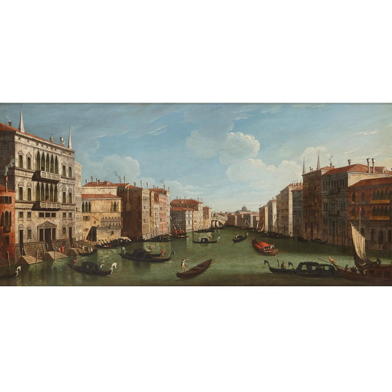 Unknown - Two Venetian vedute oil paintings in giltwood frames after ...