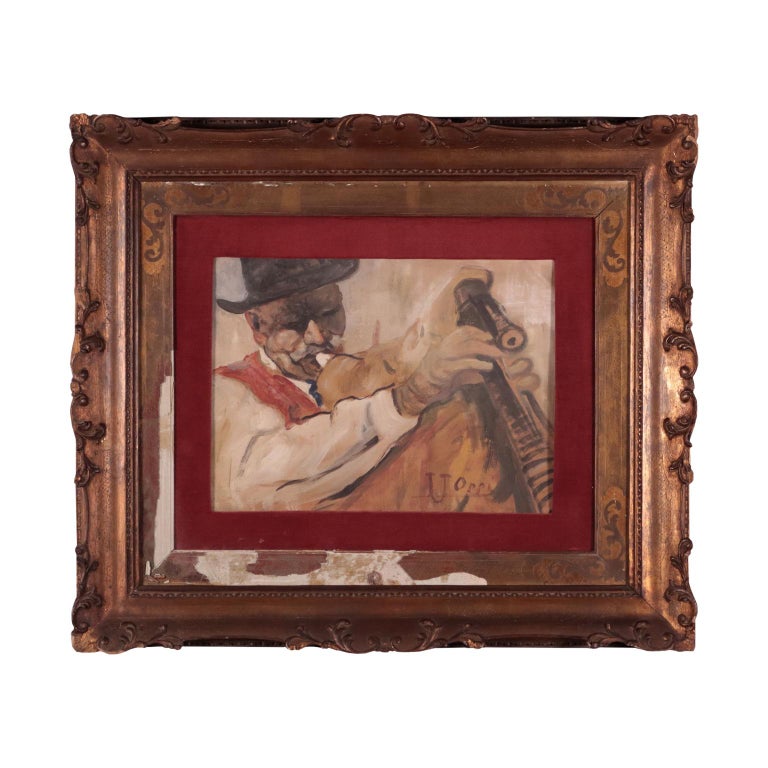 Unknown - Ubaldo Oppi, Oil on Plywood, 1930s, The Bagpipe Player at 1stDibs