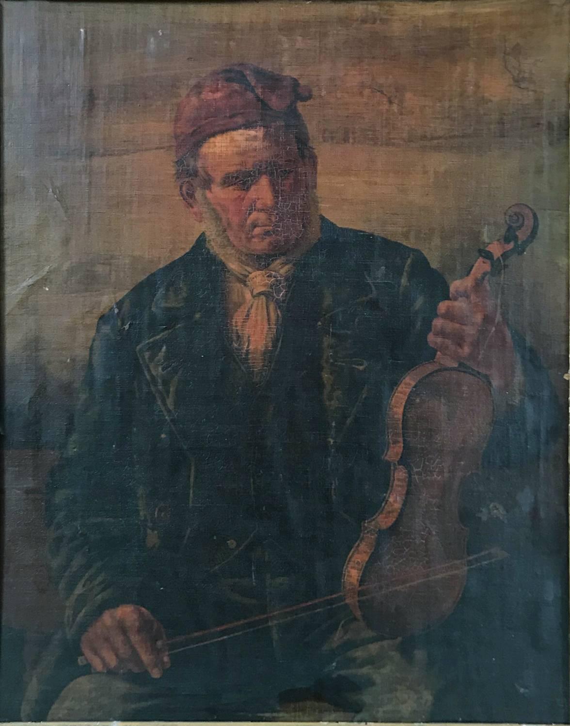 Unknown - Untitled (Man with Violin) at 1stDibs | man with violin painting