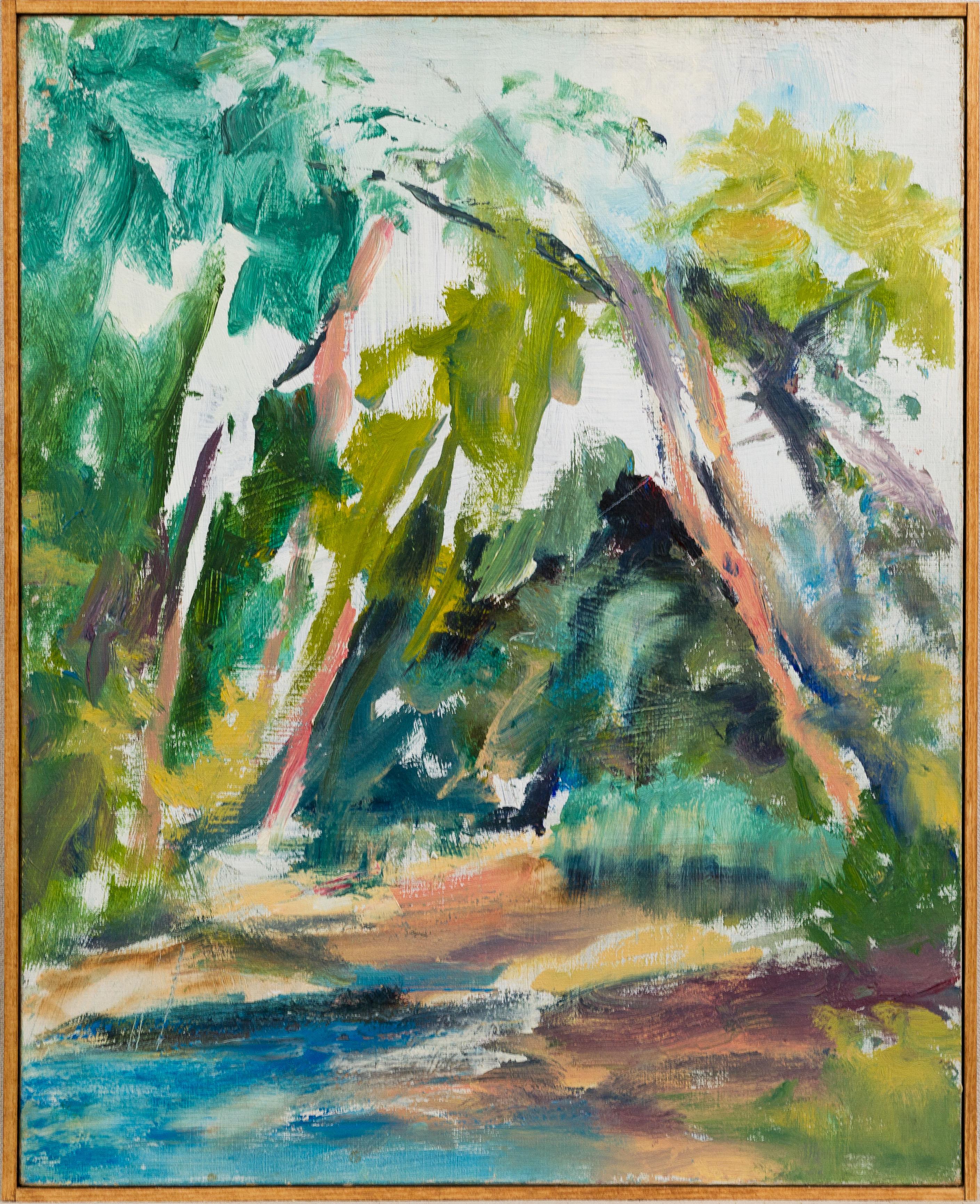 Unknown - Vintage American Modernist Abstract Landscape Framed Minimal ...