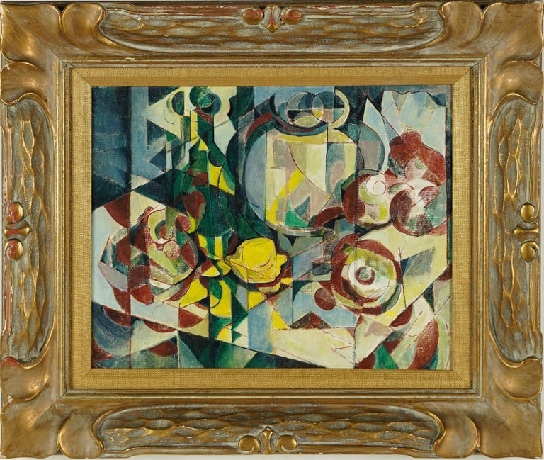 Unknown - Vintage American Modernist Cubist Abstract Still Life Signed ...